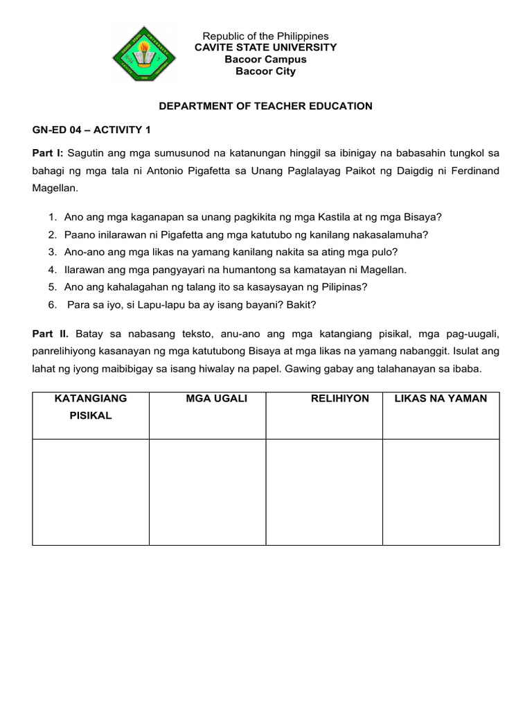 Gn-Ed 04 - Activity 1 | PDF