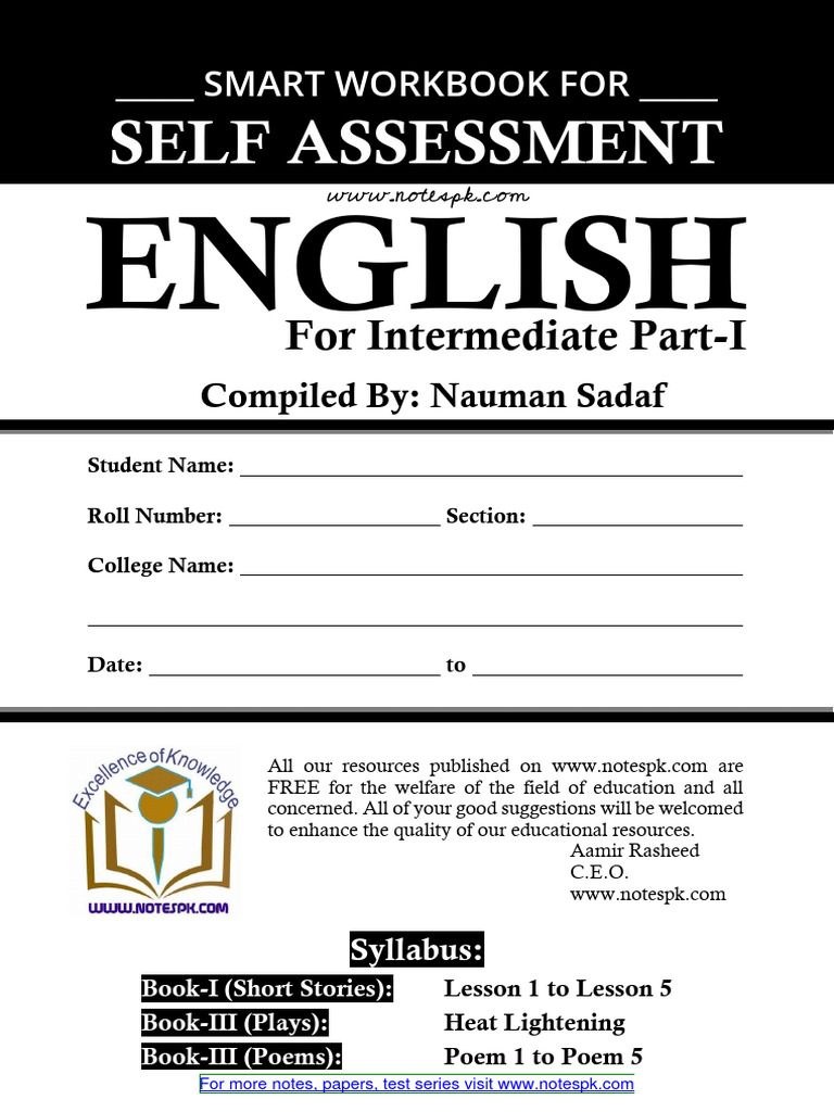 1st Year English Self-Assessment | PDF | Multiple Choice