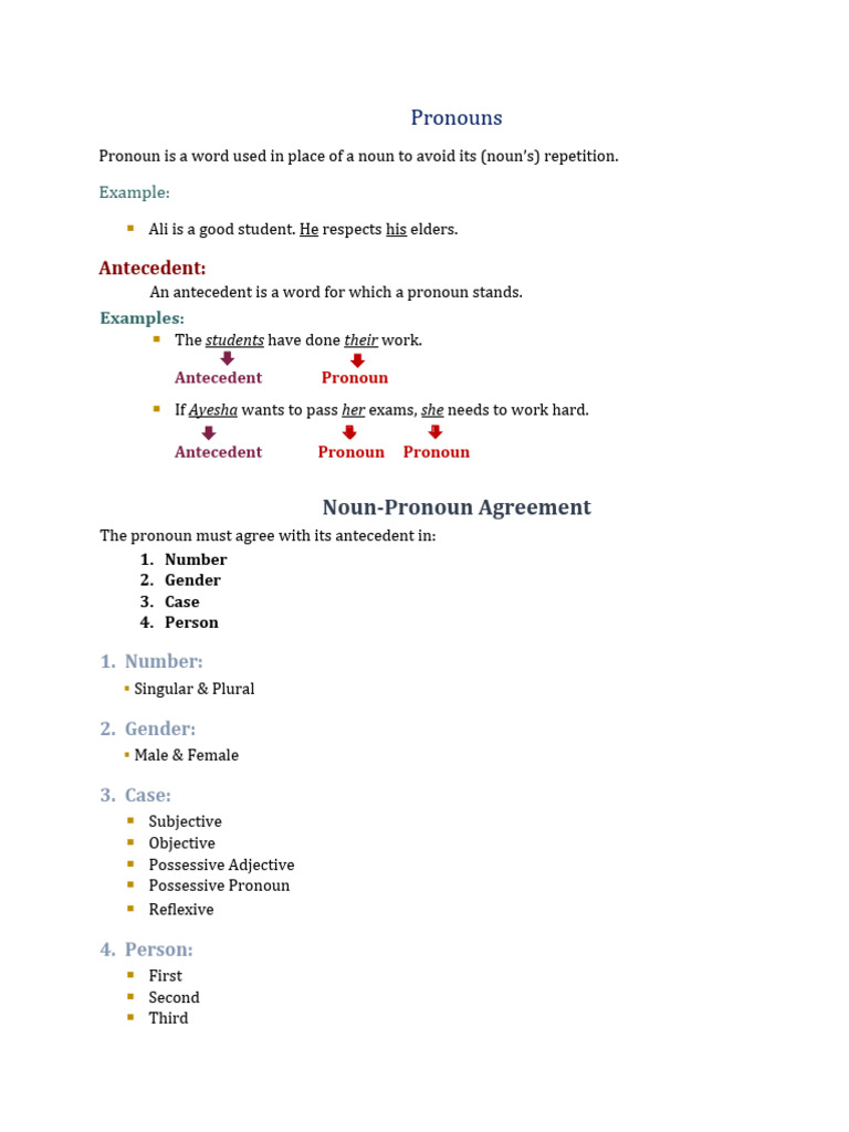 Pronouns | PDF | Pronoun | Grammatical Number