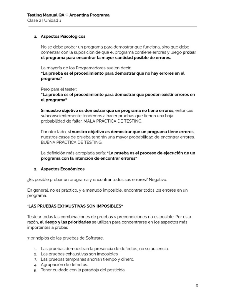Testing QA - Arg Programa - Unidad 1 | PDF | Pruebas de software ...