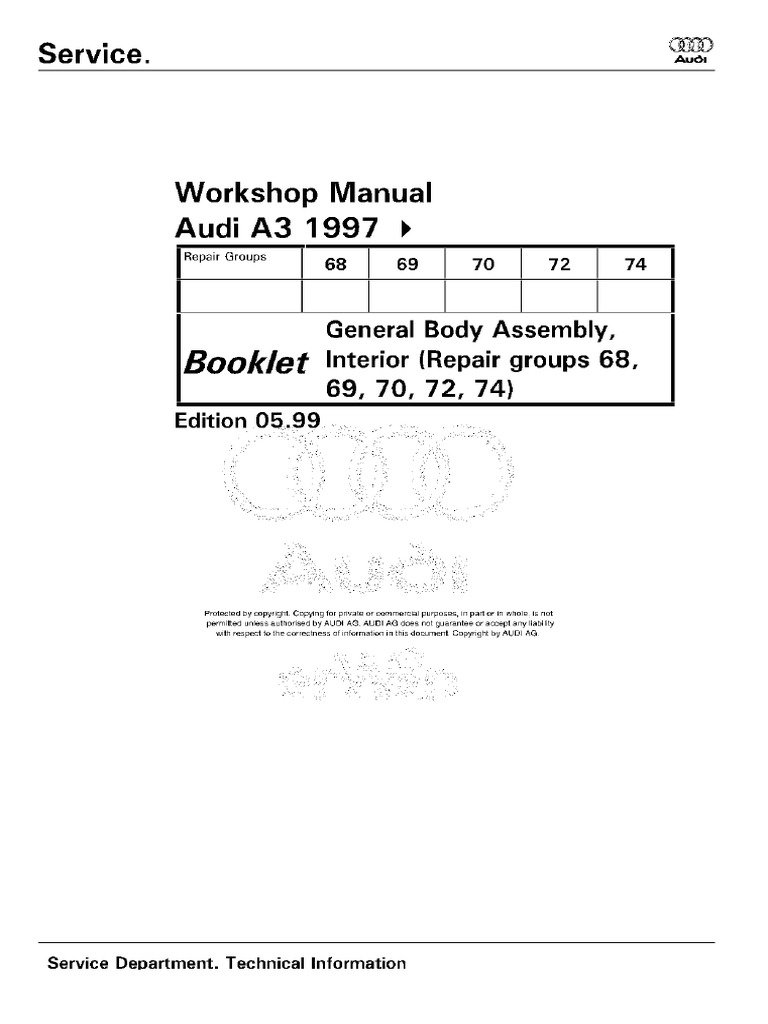 Audi-A3 1997 EN Manual de Taller Habitaculo Carroceria 238b96e6f5 | PDF