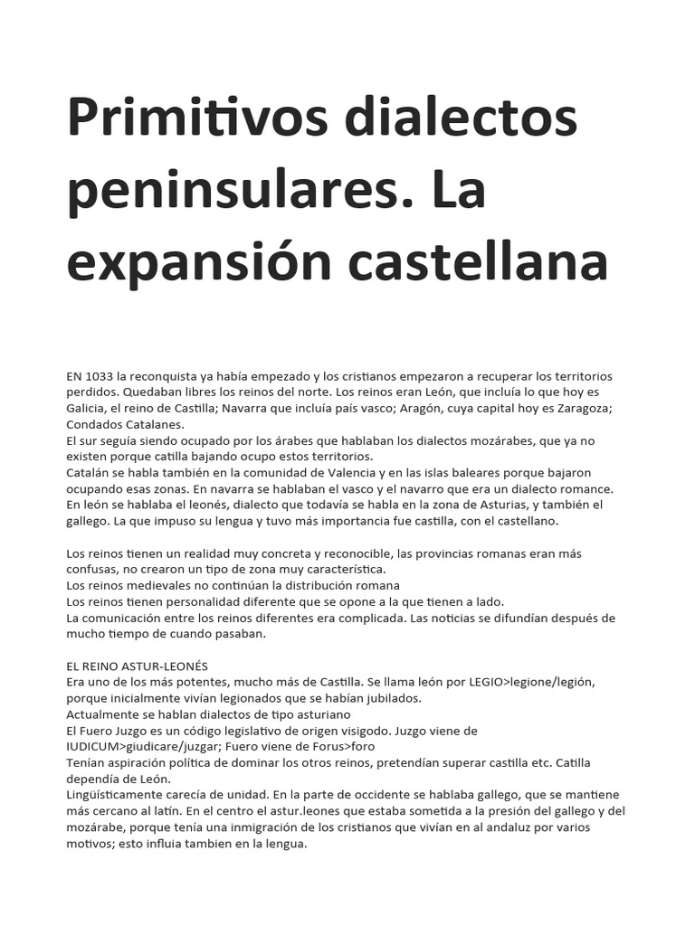 Dialectos peninsulares y su evolución | PDF | Lengua española | Dialecto