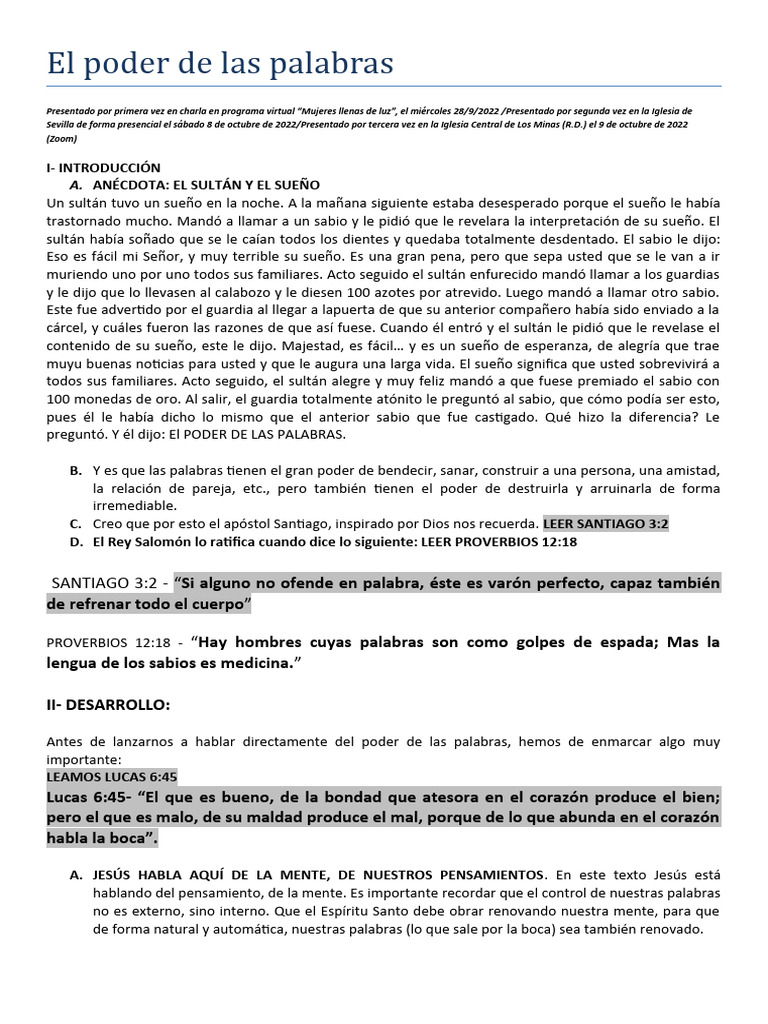 El Poder de Las Palabras | PDF | Cristo (título) | Autoestima
