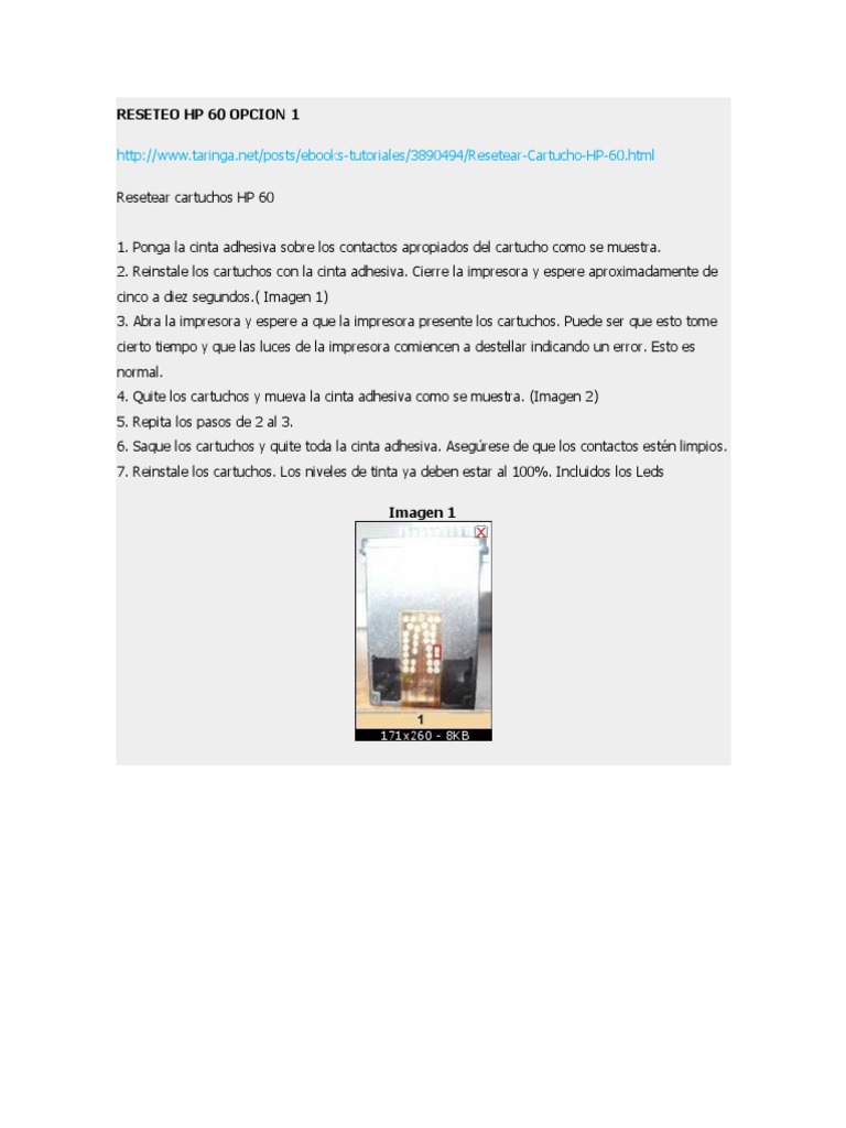 Resetear Cartuchos HP 60 | PDF