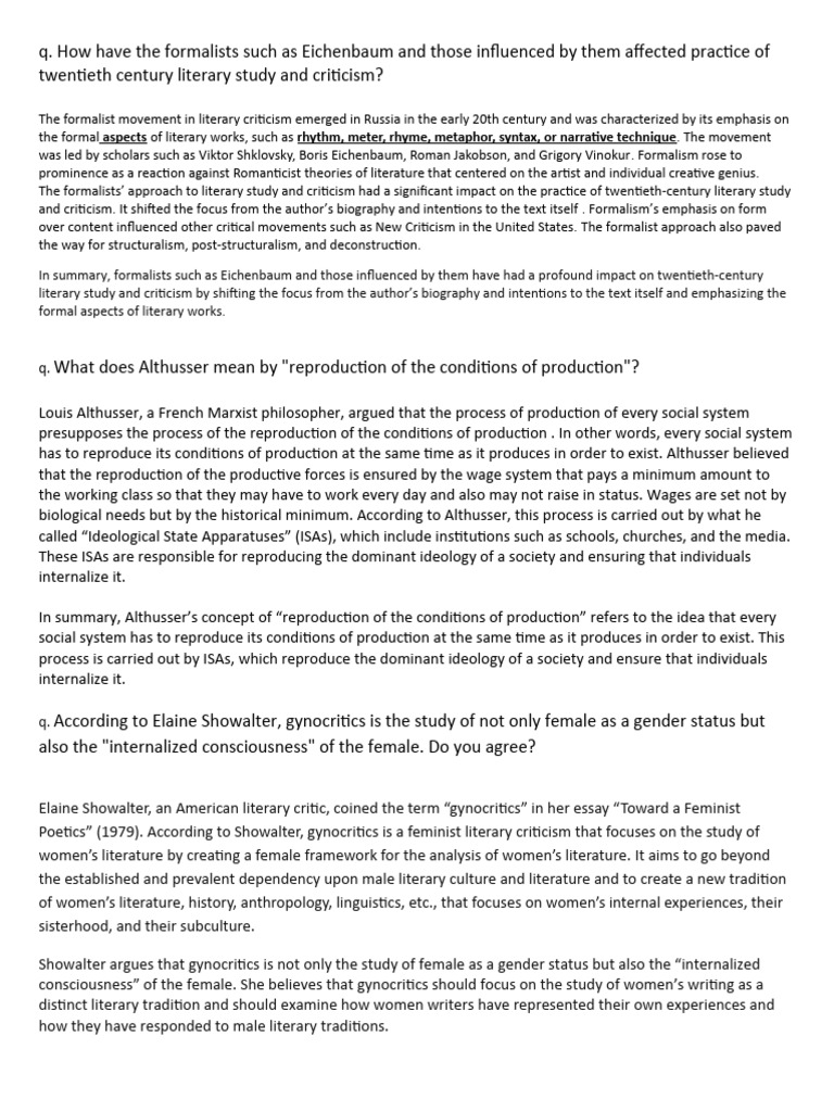 Important Questions Regarding Literary Theories | PDF | Orientalism ...