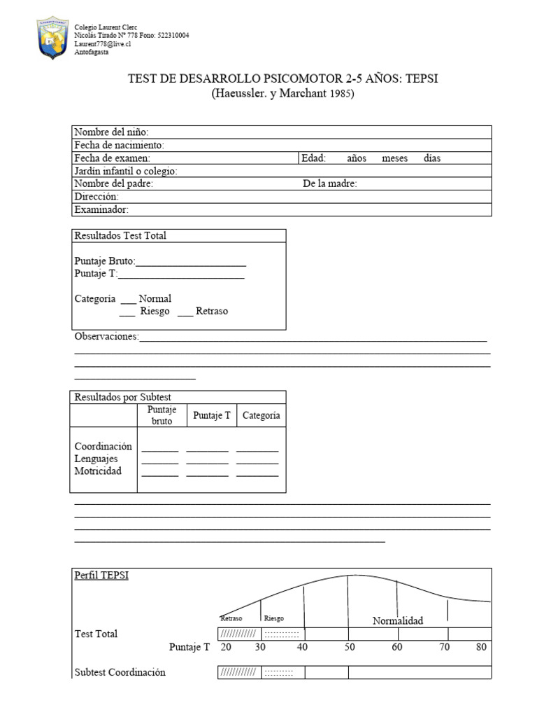 Protocolo Tepsi Colegio | PDF