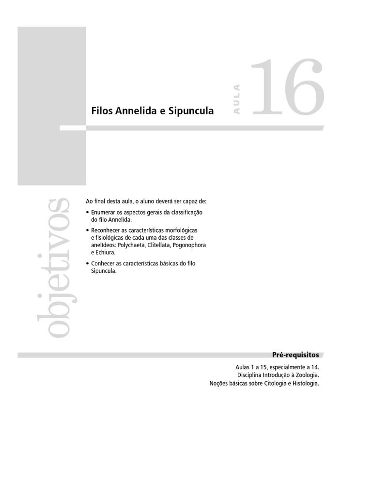Filo Annelida | PDF | Anatomia | Biologia