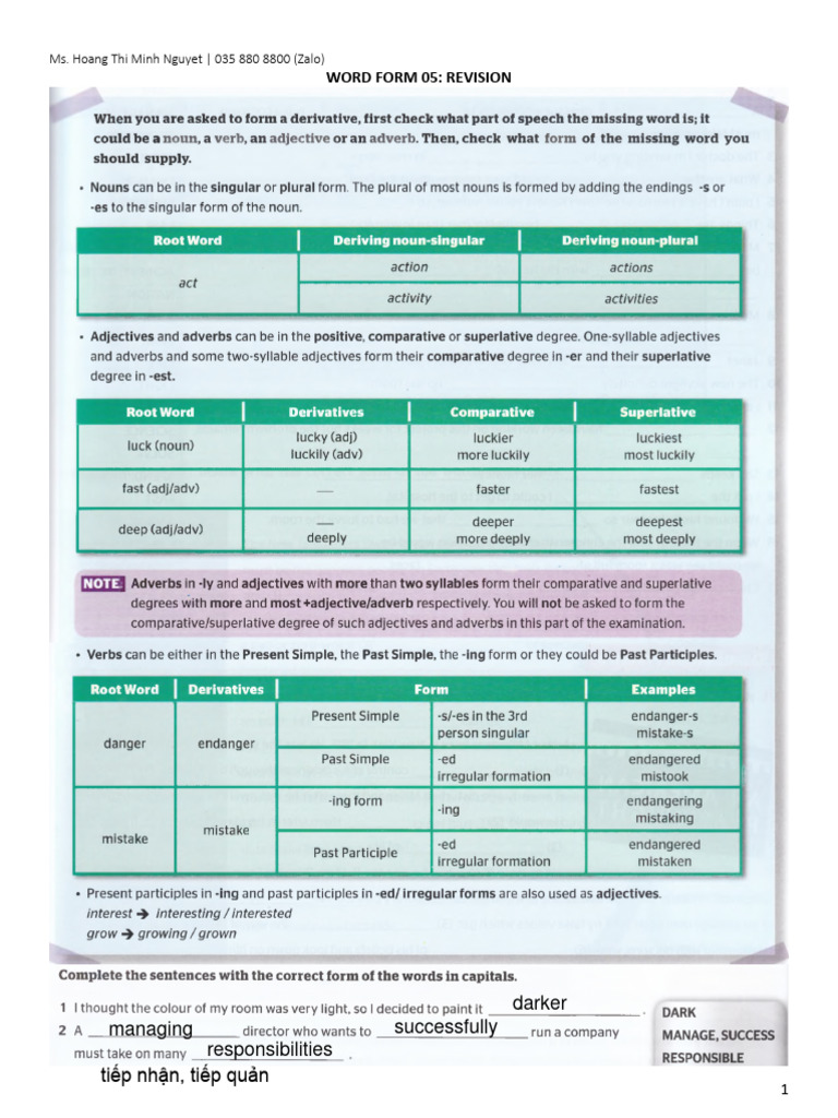5a3 Word Form 05 - Revision | PDF