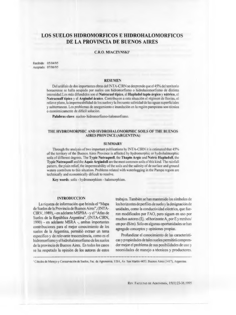 Suelos Hidromórficos en Buenos Aires | PDF | Ciencias de la Tierra ...