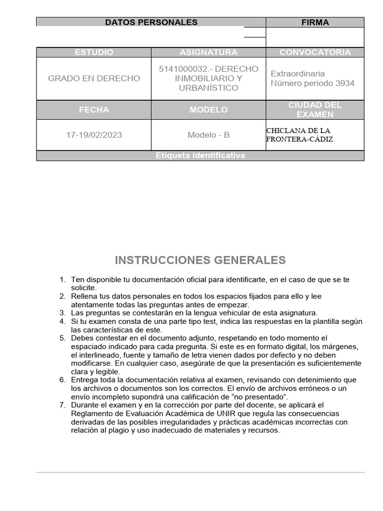 Examen Modelo B Febrero 2023 Pdf