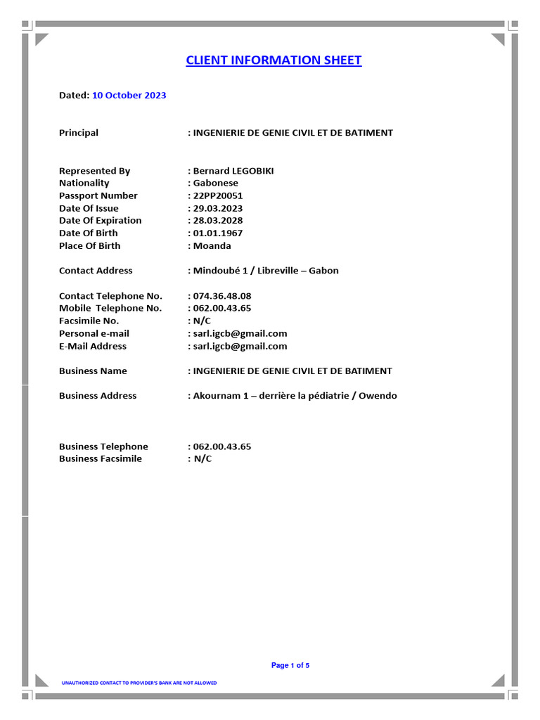 Cis Igcb Gabon MR Bernard Lengobiki | PDF | Oral Communication ...