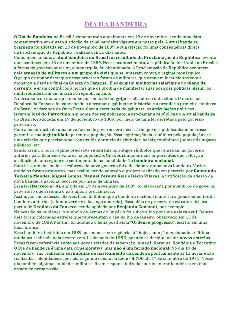 Dia Da Bandeira | PDF | Brasil