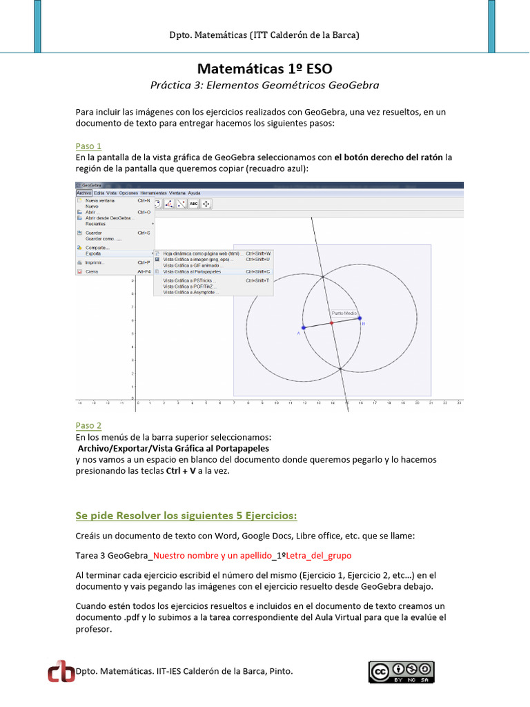2 - Práctica 3 GeoGebra Hoja de Ejercicios 1ºESO | PDF | Matemática Elemental | Geometría euclidiana