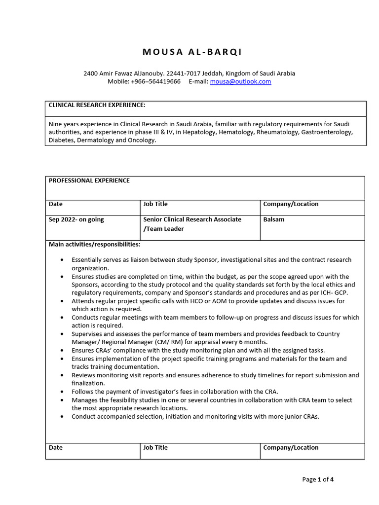 CV - Mousa 2023 | PDF | Clinical Trial | Clinical Research