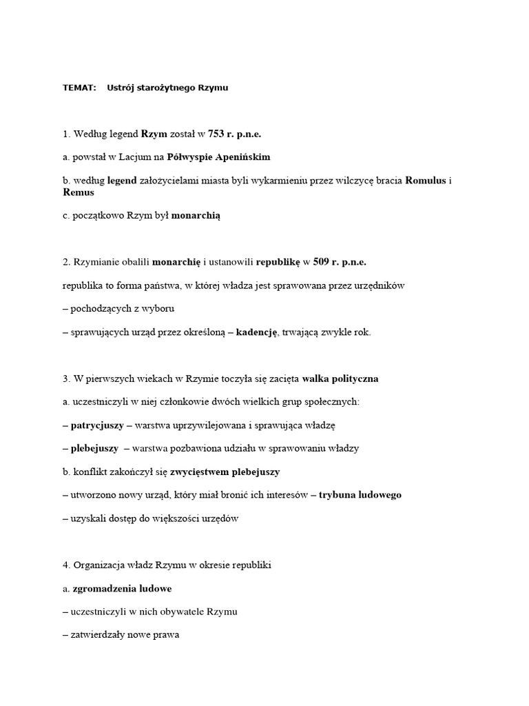 Ustrój Starozytnego Rzymu | PDF