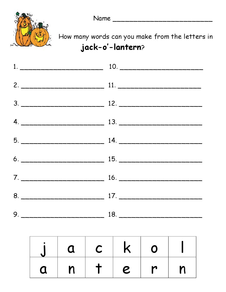 Jack O' Lantern Making Words | PDF