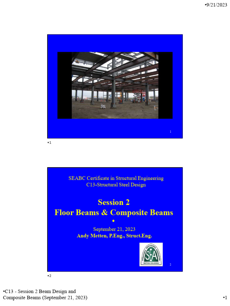 68 36 298-1-SteelC13 2023 Lecture2 Beams2 CompositeBeams 2PerPageColor | PDF | Beam (Structure ...