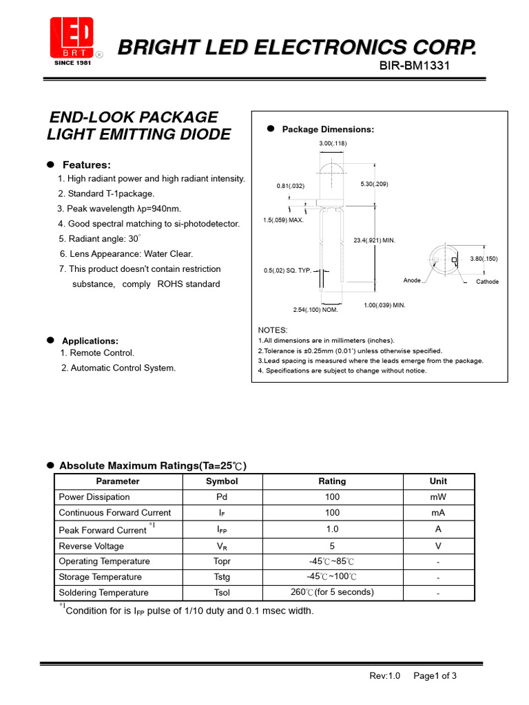 High-Power LED Specifications | PDF