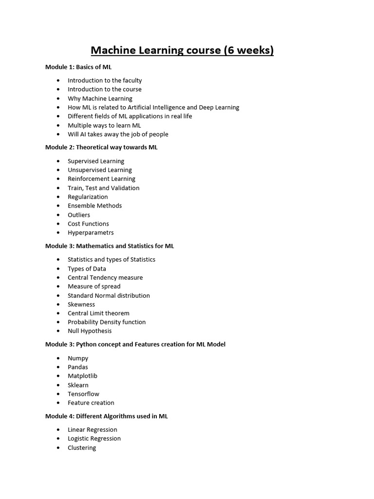 ML Course (6 Weeks) | PDF