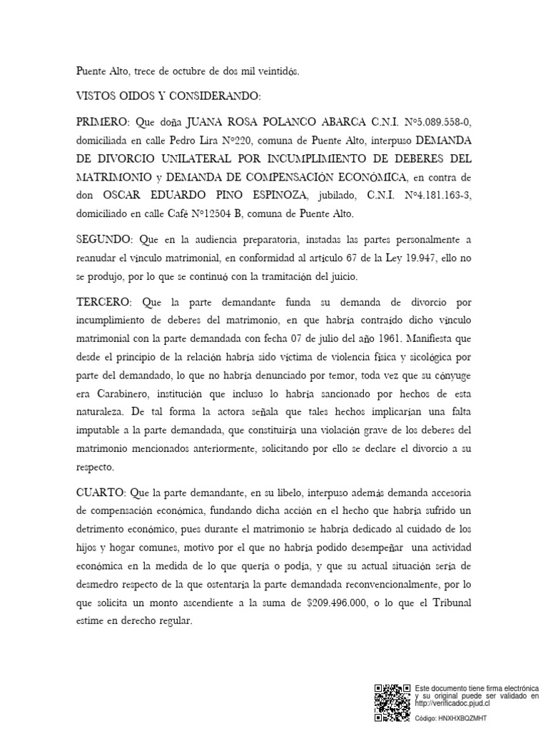 Sentencia Divorcio | PDF