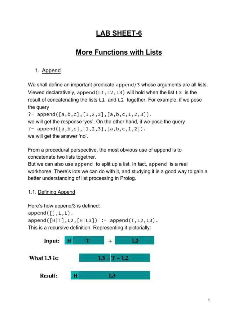 Prolog List Operations and Functions | PDF | Teaching Methods & Materials | Science & Mathematics