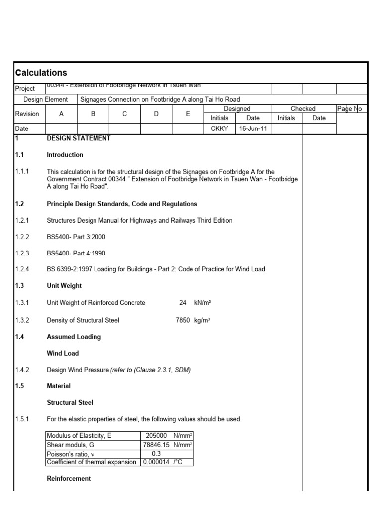 Calculation of Signage connection on Footbridge | PDF