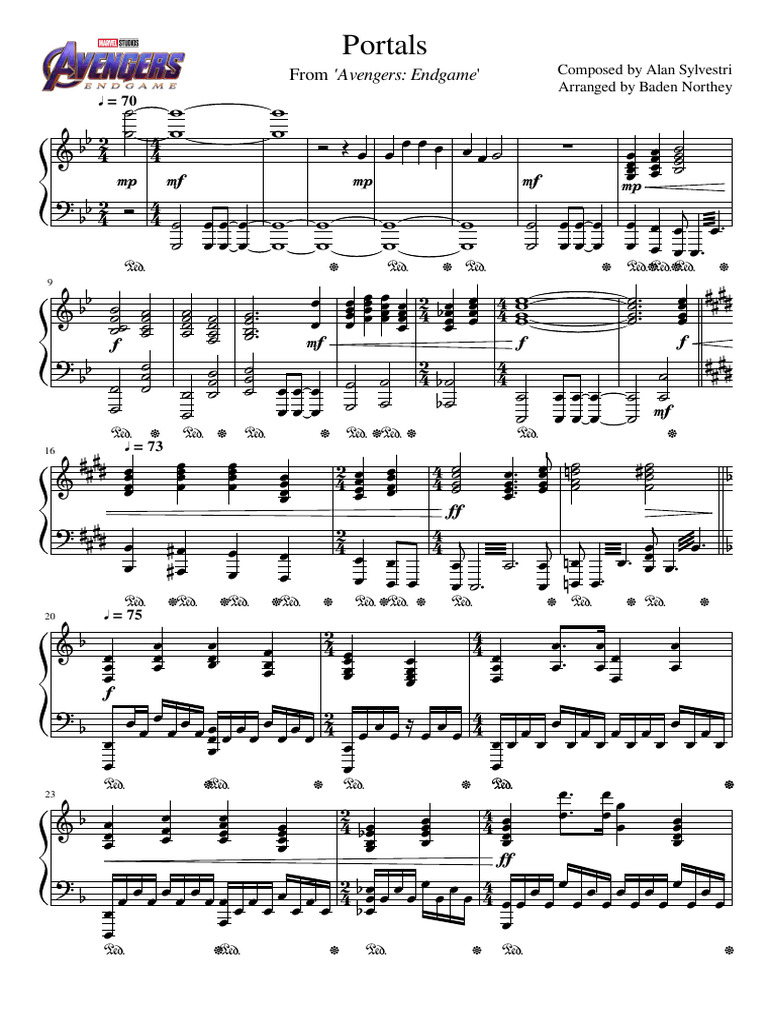 Avengers Endgame - Portals (Piano) | PDF