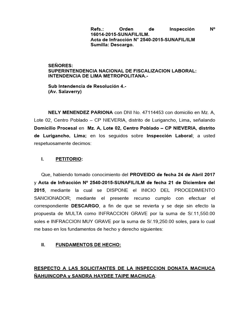 Sd01-Sunafil-Menendez Nely 16014-15 | PDF