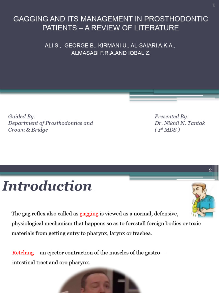 1.gagging and Its Management in Prosthodontic Patients | PDF | Dentures | Human Head And Neck