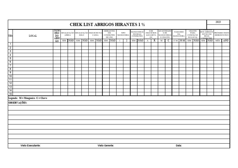 Modelo - Check List Hidrante | PDF