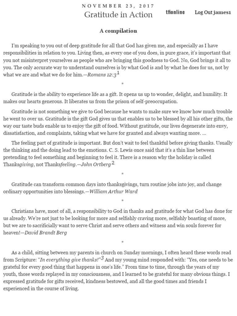 Gratitude in Action - Anchor | PDF | Gratitude | Emotions