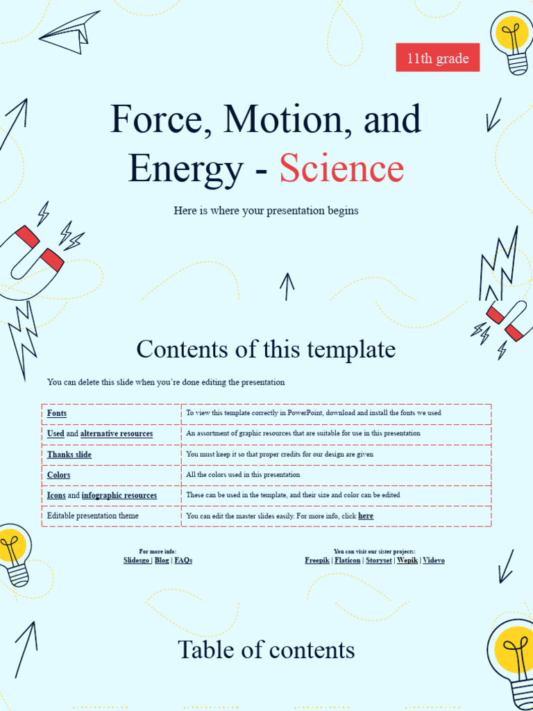 Force, Motion, and Energy - Science - 11th Grade by Slidesgo | PDF ...