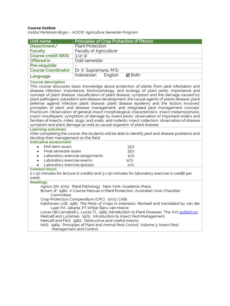 Principles of Crop Protection OUTLINES | PDF | Plant Pathology | Pest ...