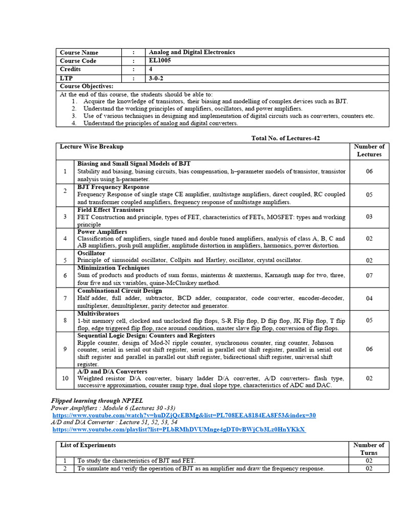 Analog and Digital Electronics | PDF | Amplifier | Electronic Oscillator