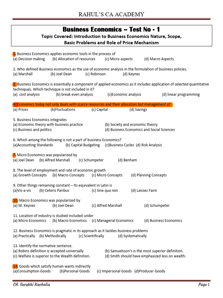 Eco Test 1 | PDF | Economics | Capitalism