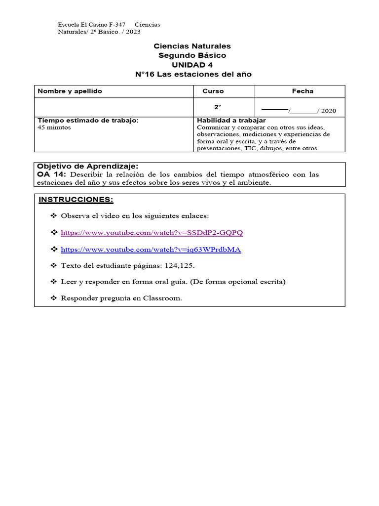 Ciencias Segundo Basico Actividad-Las-estaciones-del-año | PDF ...