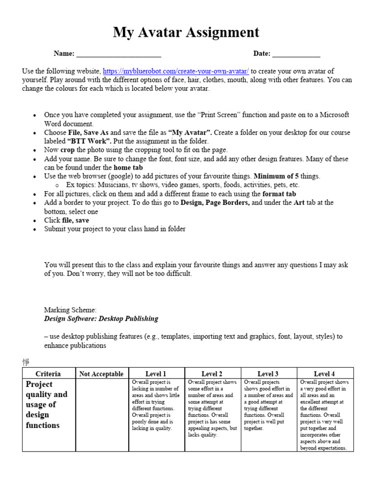 Avatar Assignment Pdf Page Layout Software Engineering