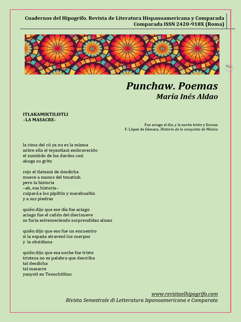 Punchaw Poemas Maria Ines Aldao | PDF | azteca