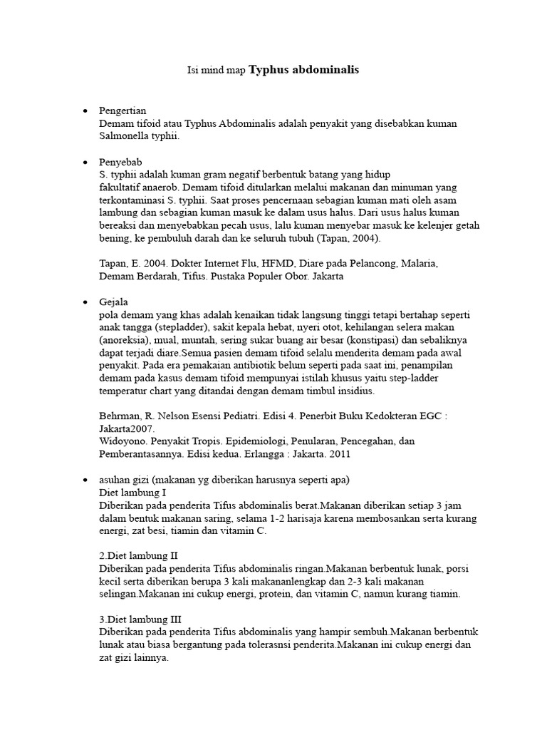 Mindmap Typhus Abdominalis | PDF | Kesehatan Holistik