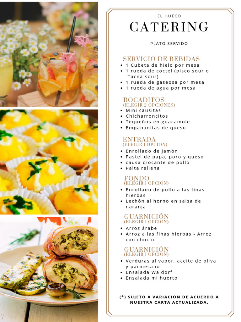 Carta Catering y Buffet | PDF