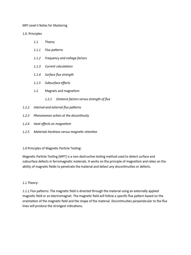 Mpi Level Ii Notes For Mastering Pdf Fluorescence Ultraviolet