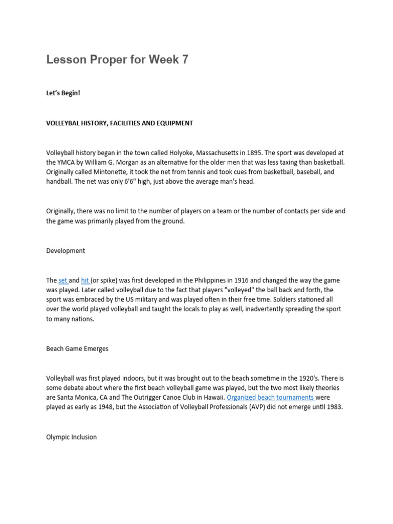 Pe4 Week 7-10 | PDF | Volleyball | Ball Games