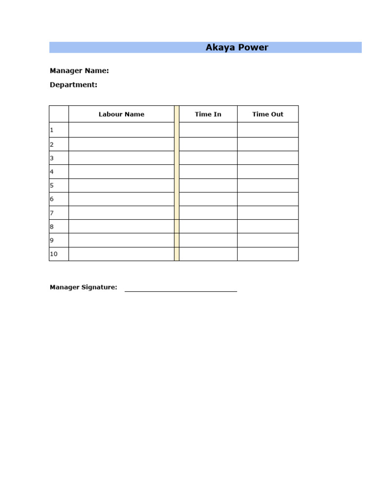 Labour Attendance Sheet | PDF