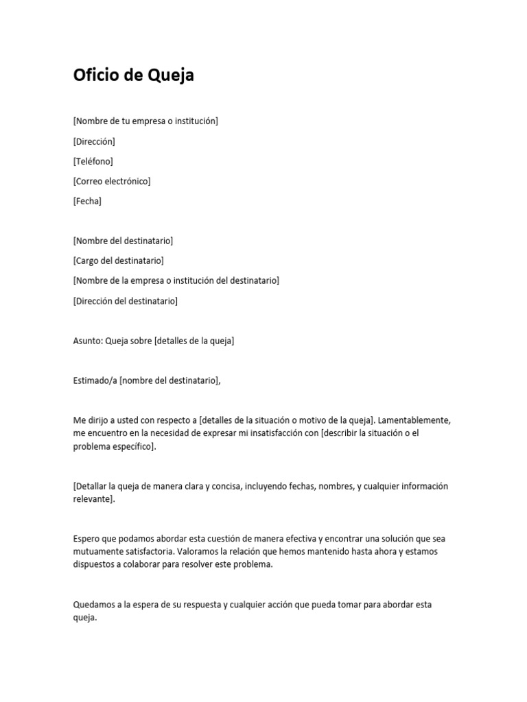 Modelo Oficio de Queja | PDF