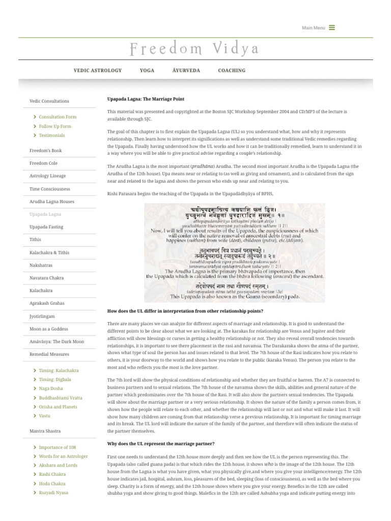 Upapada Lagna - Freedom Vidya | PDF | Hindu Astrology | Technical Factors Of Astrology