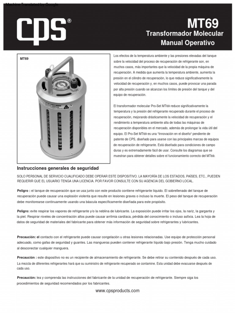 CPS MT69 - Manual | PDF | Presión | Tanques