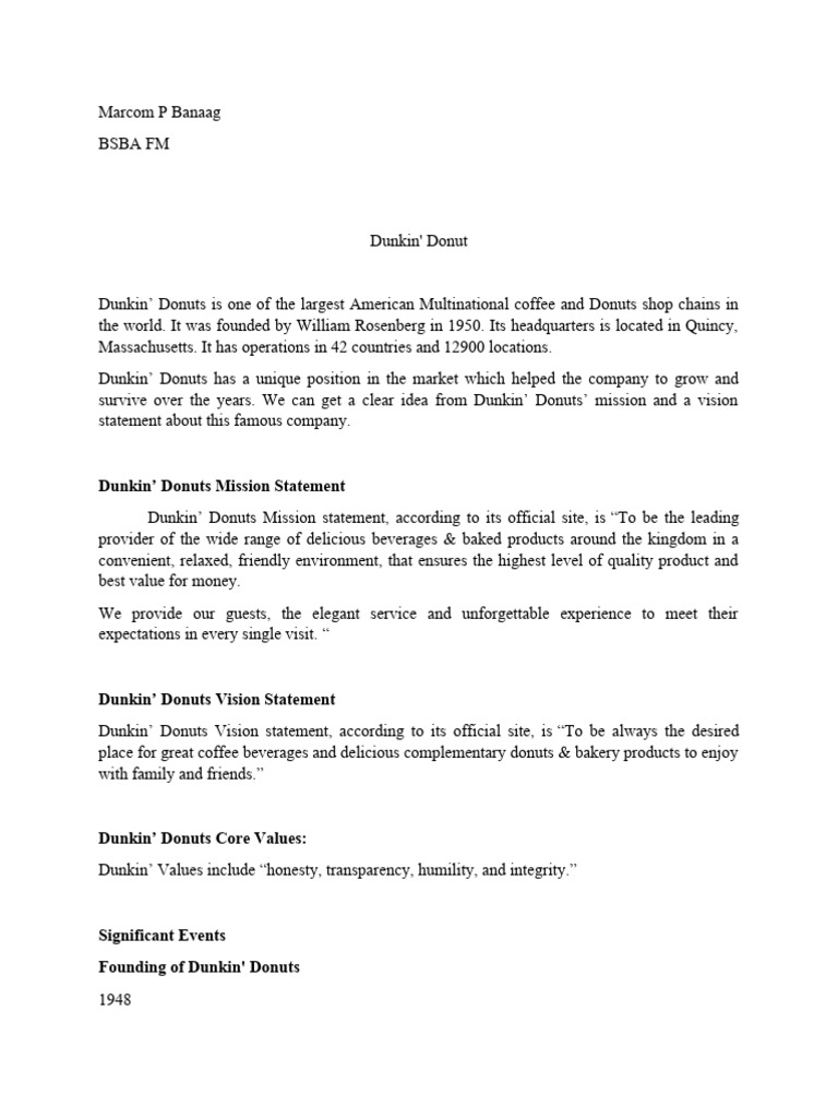 Dunkin Donut | PDF | Doughnut