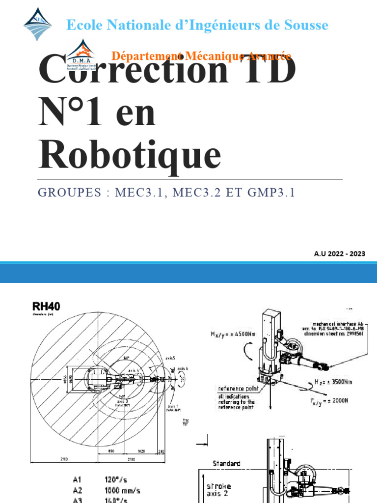 Correction TD N1 en Robotique | PDF