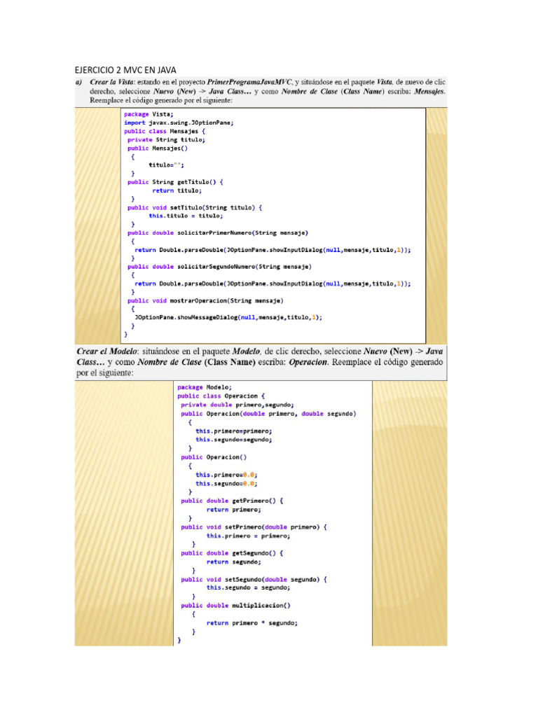Ejercicio 2 MVC en Java | PDF