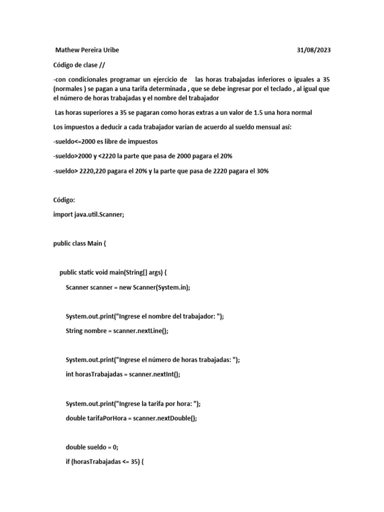 Ejercicio de Clase | PDF